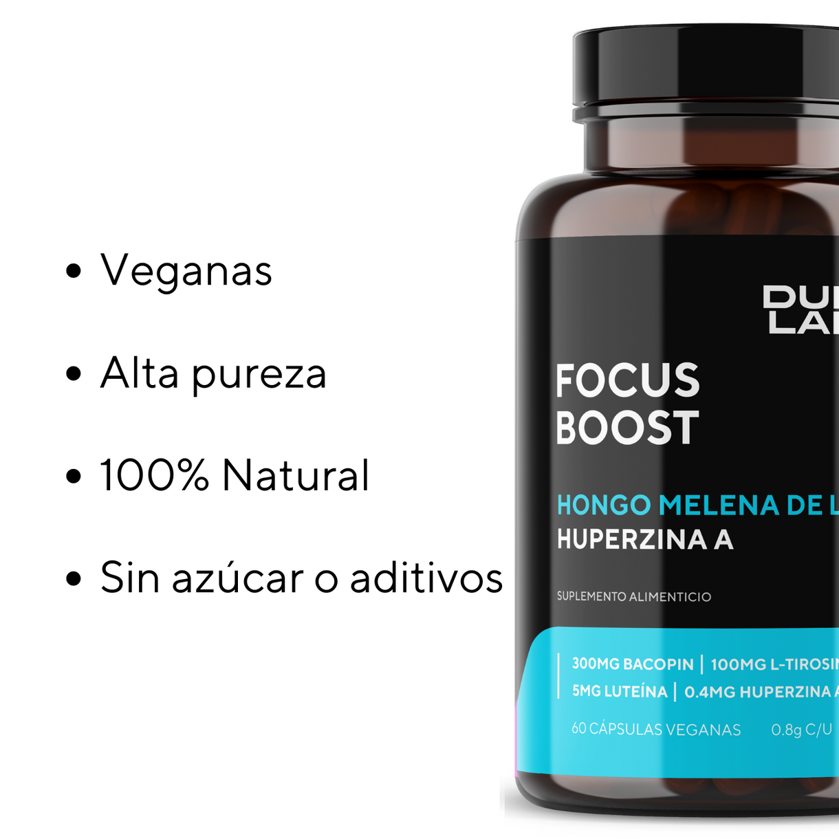 FOCUS BOOST | Nootrópico 100% natural | Huperzina A, Melena de León | 60 cápsulas veganas – Dumo ...
