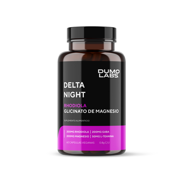 DELTA NIGHT | Sleep aid 100% natural | Magnesio, GABA, 5-HTP | 60 cápsulas veganas – Dumo Labs