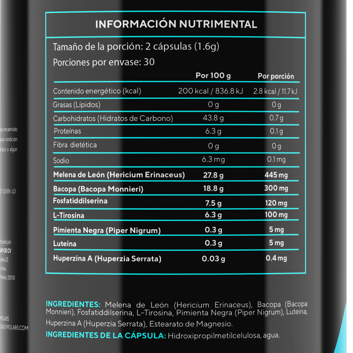 FOCUS BOOST | Nootrópico 100% natural | Huperzina A, Melena de León | 60 cápsulas veganas – Dumo ...